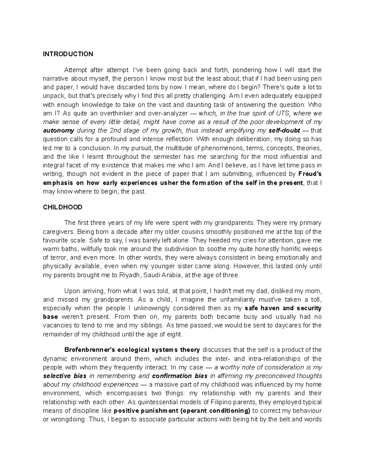 UTS Creative Narrative - INTRODUCTION Attempt after attempt. I've been ...