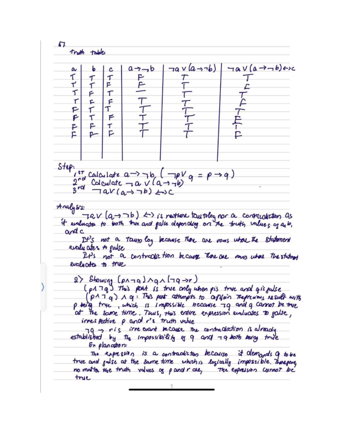 MAT1830 Assignment 1: Truth Table Analysis and Evaluation - Studocu