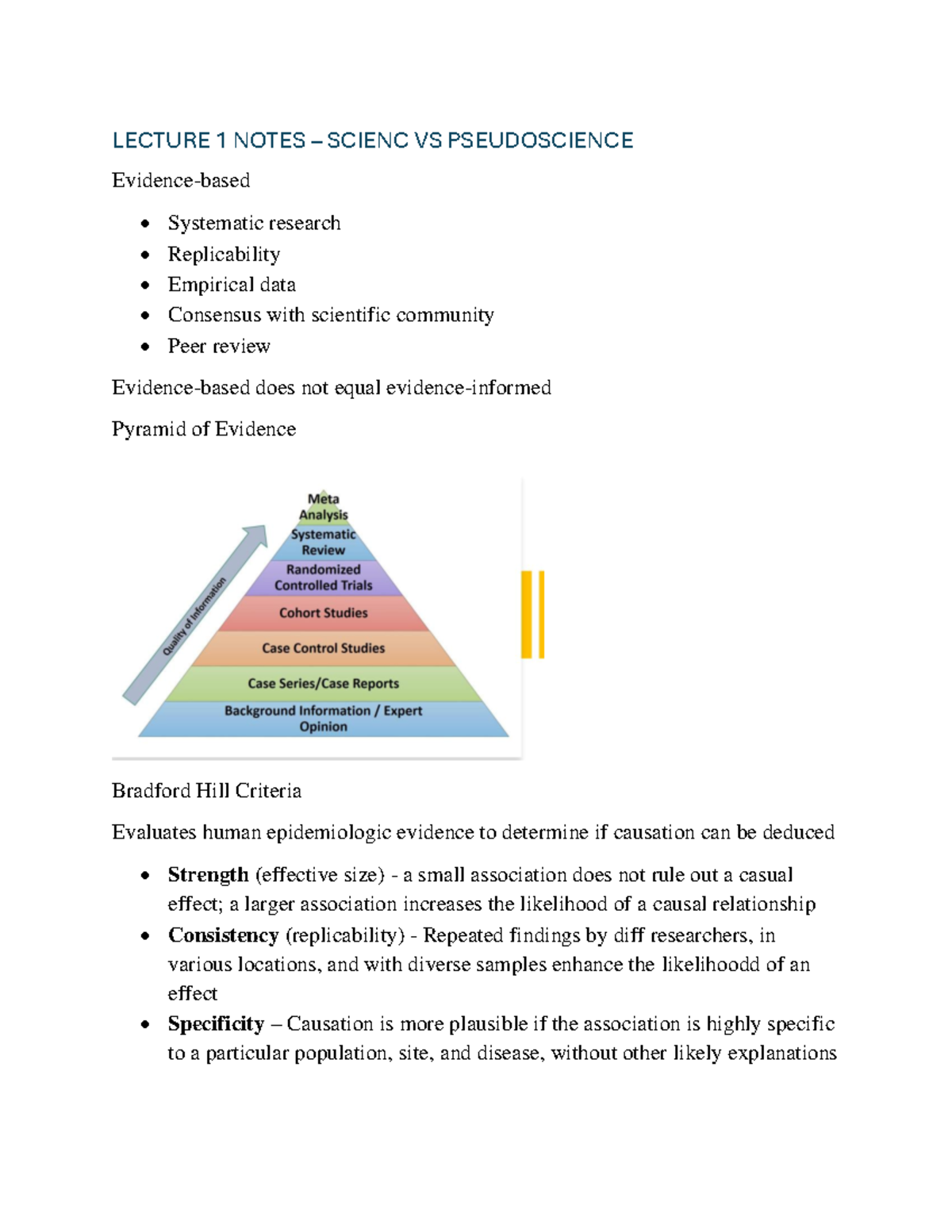 Health Science 1111A Lectture Notes - LECTURE 1 NOTES – SCIENC VS ...