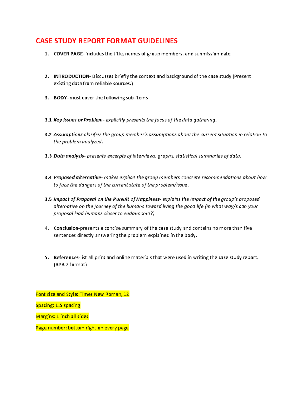 CASE Study Report Format Guidelines for Effective Analysis - Studocu