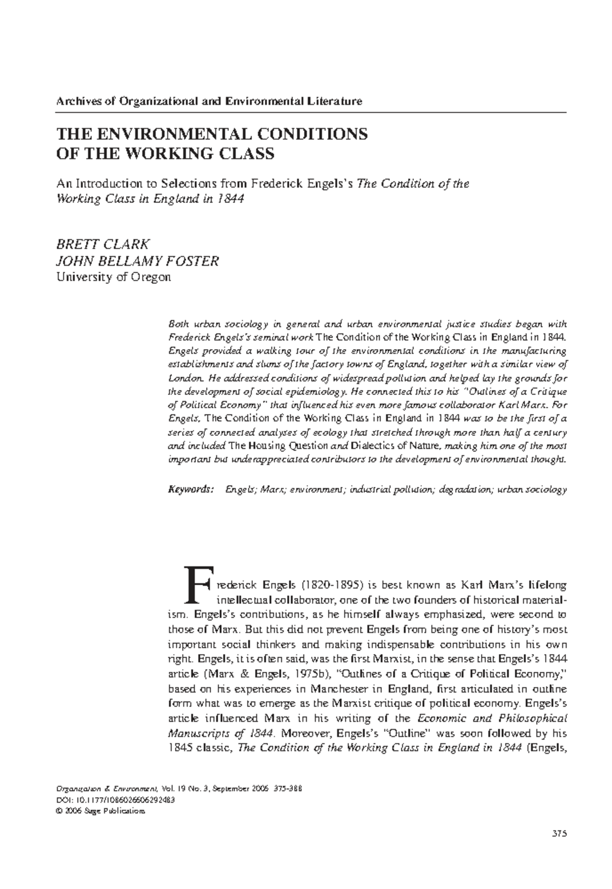 Environmental Conditions of the Working Class: Engels' Insights (PD-ENG ...