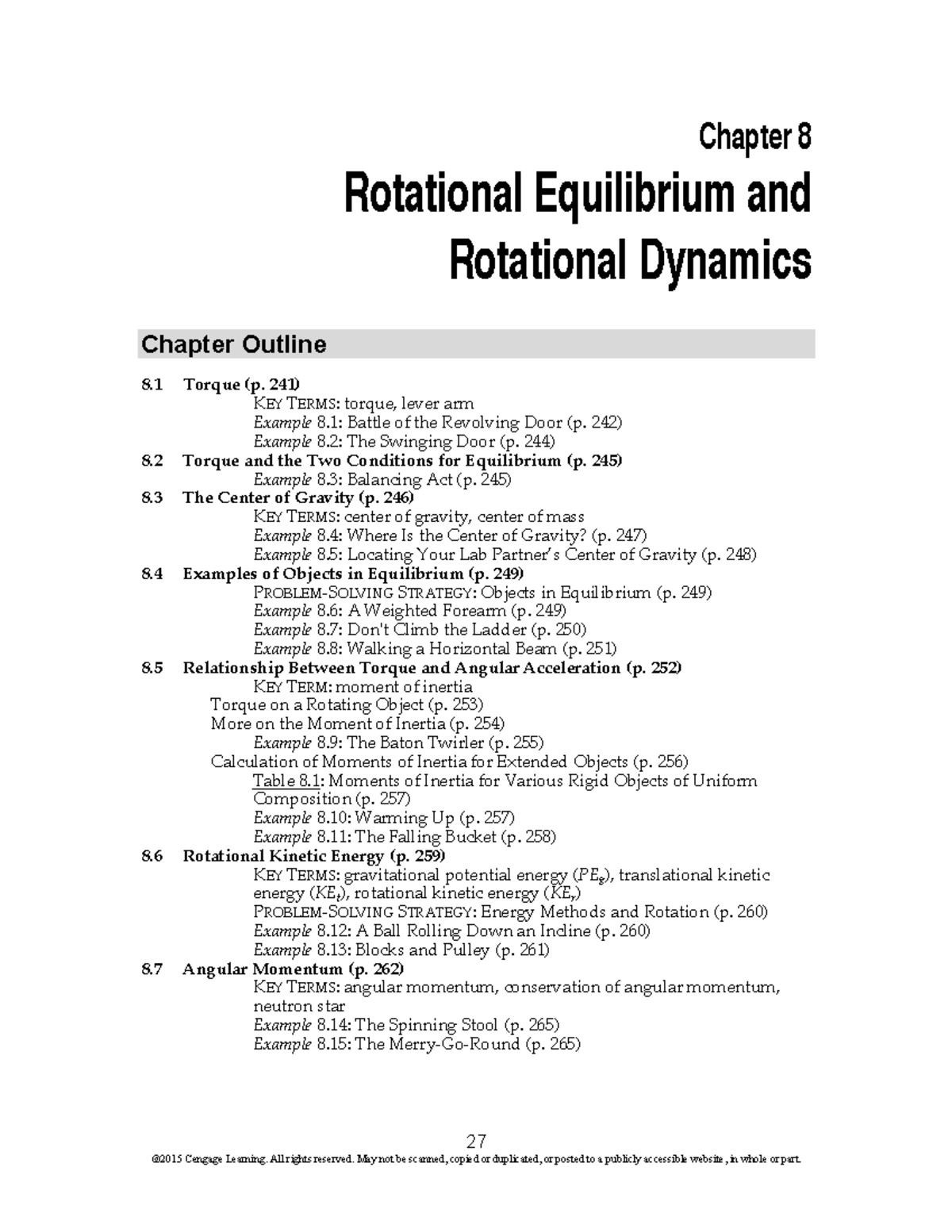 Week 011 Rotational Equilibrium and Rotational Dynamics - 27 Chapter 8 ...