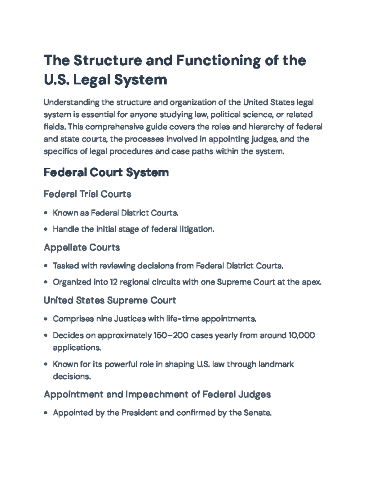 U.S. Legal System Overview: Structure, Functions & Processes - The ...