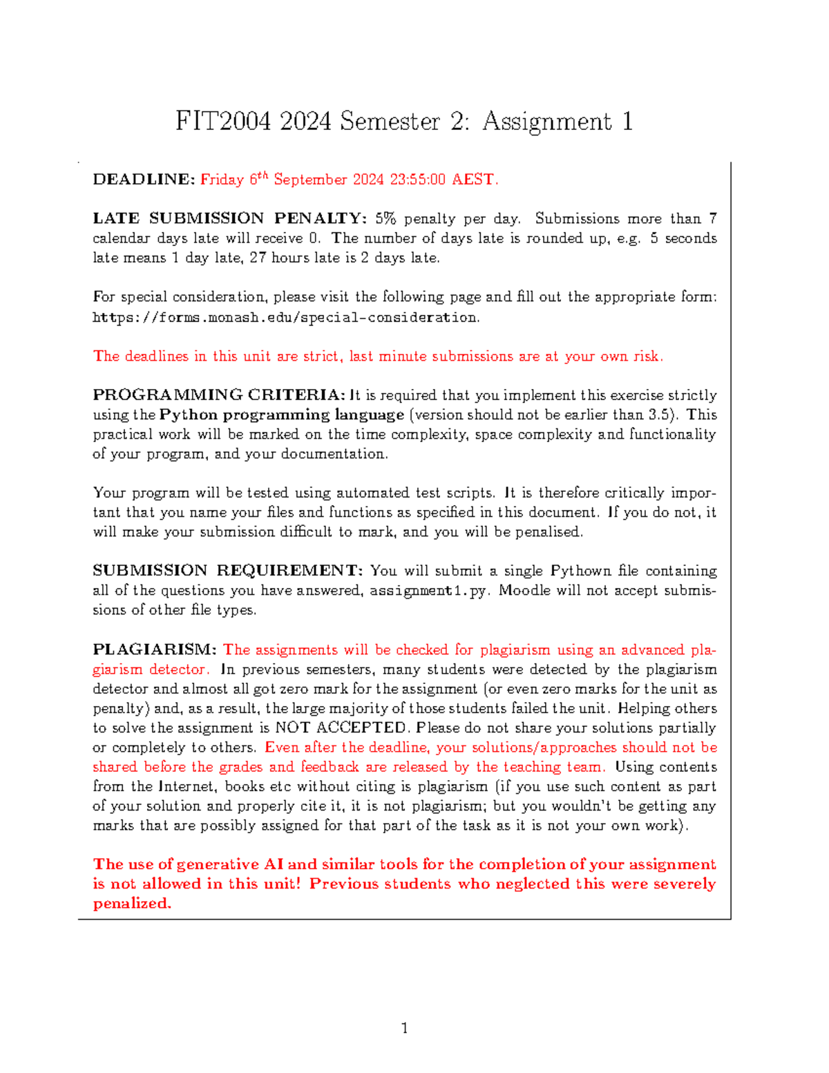 FIT2004 2024 Sem02 Assignment 1 Guide and Instructions - Studocu