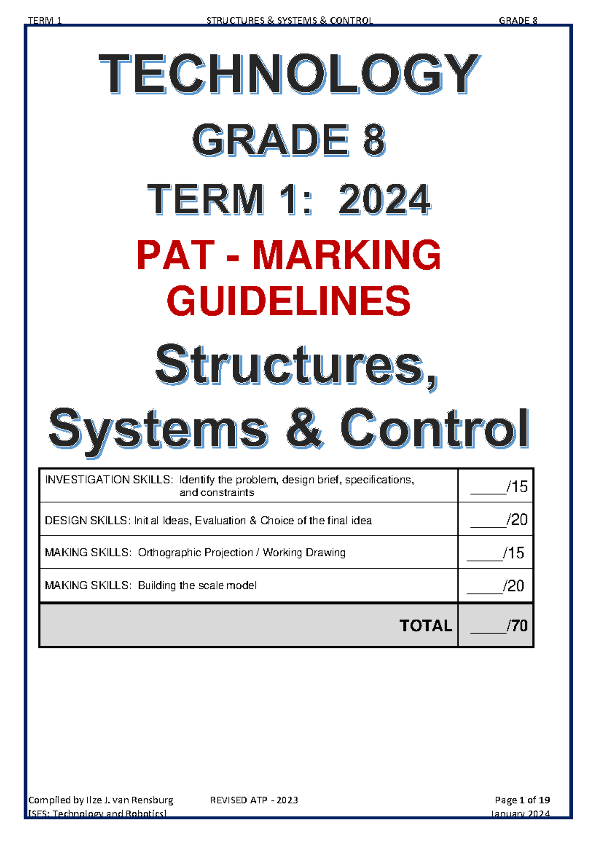 2024 - GR 8 - TECH - T1 - PAT - TG - RATP Guidelines and Marking Steps ...