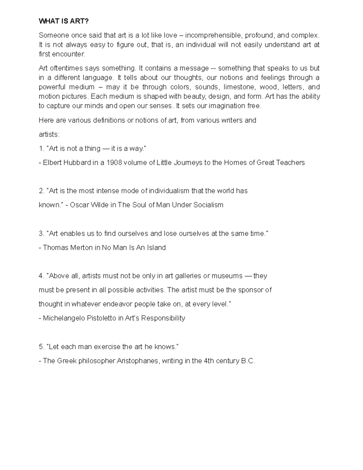 Module 2: Functions & Philosophical Perspectives of Art - Studocu