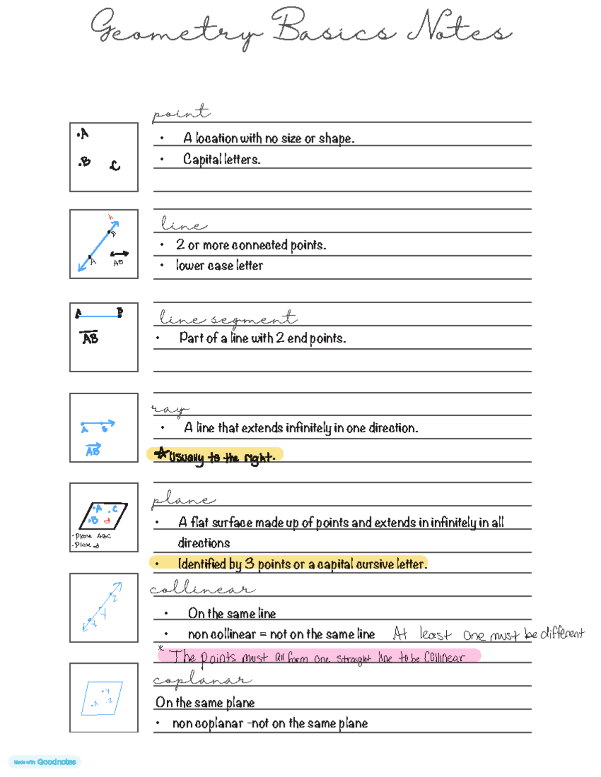Geometry Basics Lecture Notes (MATH 101) - Studocu