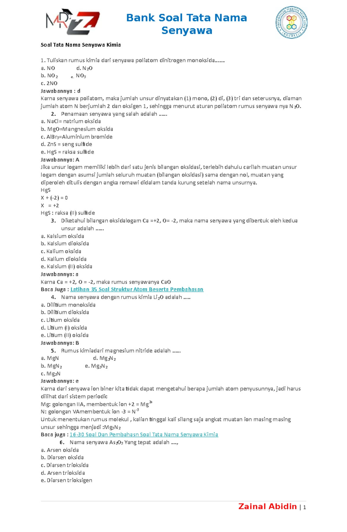 Bank Soal Kelas XI - Hidrolisis - Soal Hidrolisis 1 – 15 Soal Hidrolisis Garam dan Pembahasan pH ...