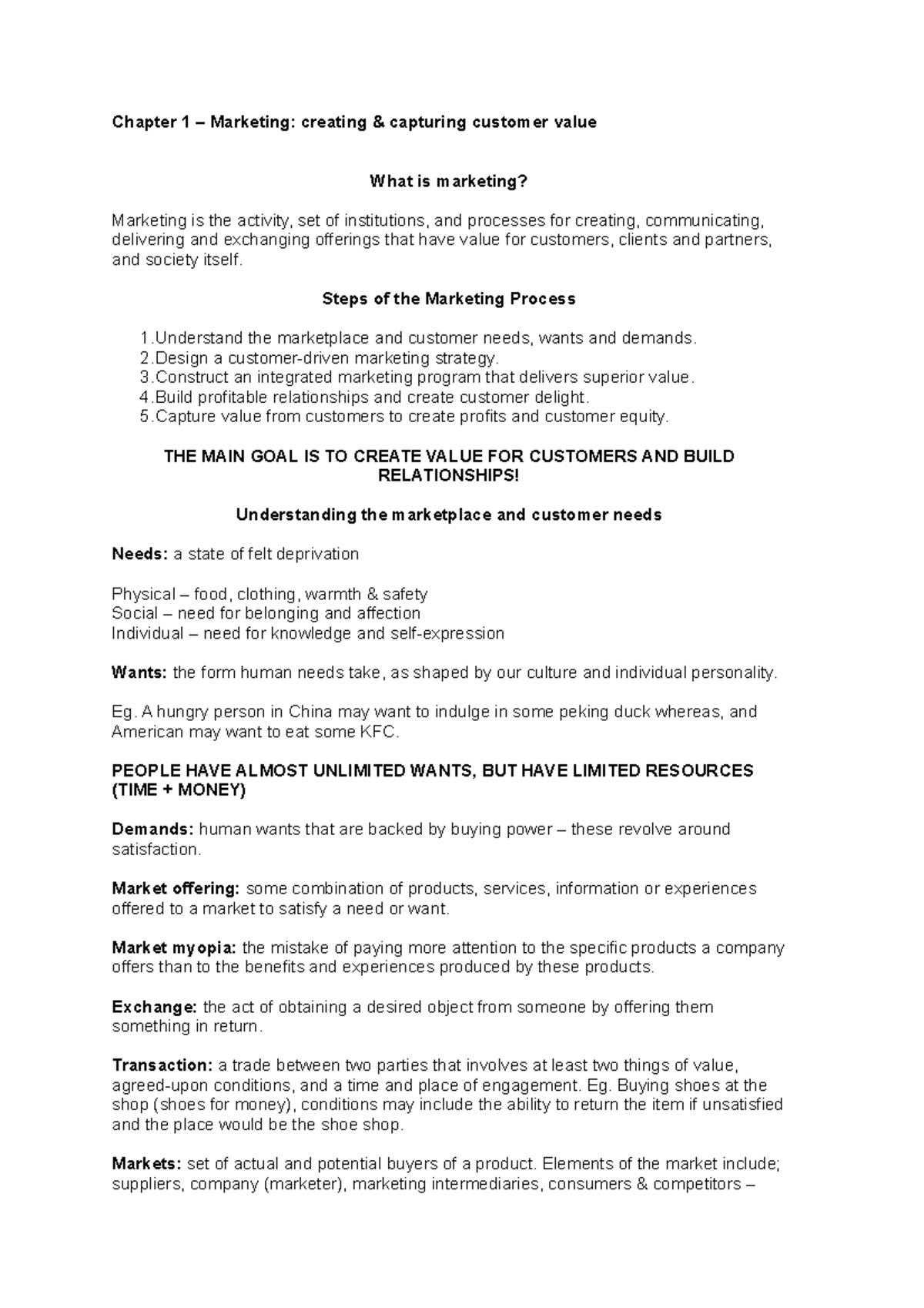 Summary of Marketing Principles (Ch. 1-12) - Key Concepts & Strategies ...