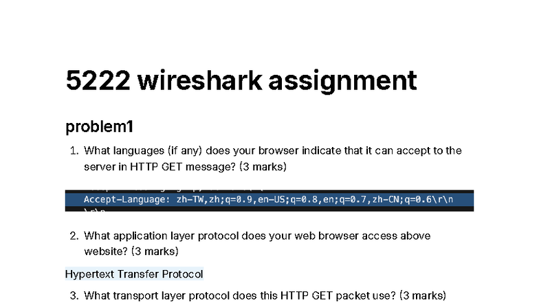5222 Wireshark Assignment: Analyzing HTTP and DNS Protocols - Studocu