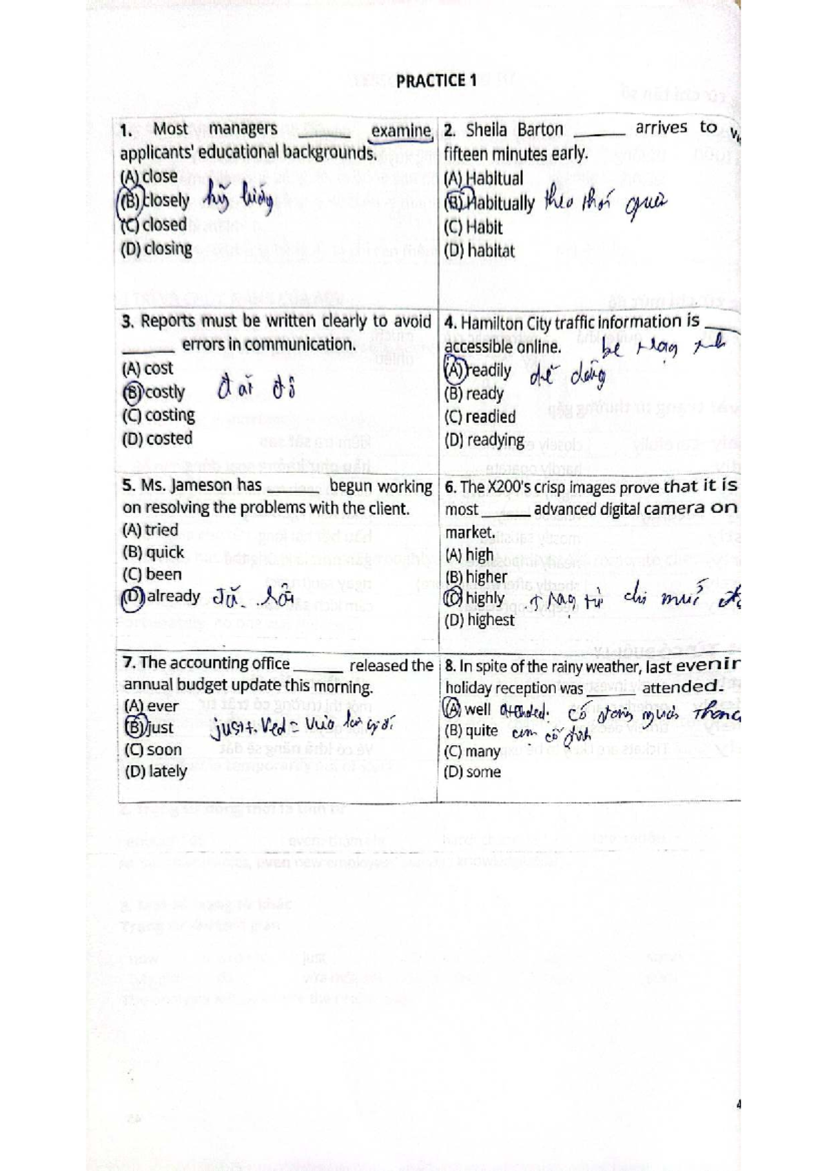 PRACTICE 1 & 2: English Language Skills Review for Exam Preparation ...