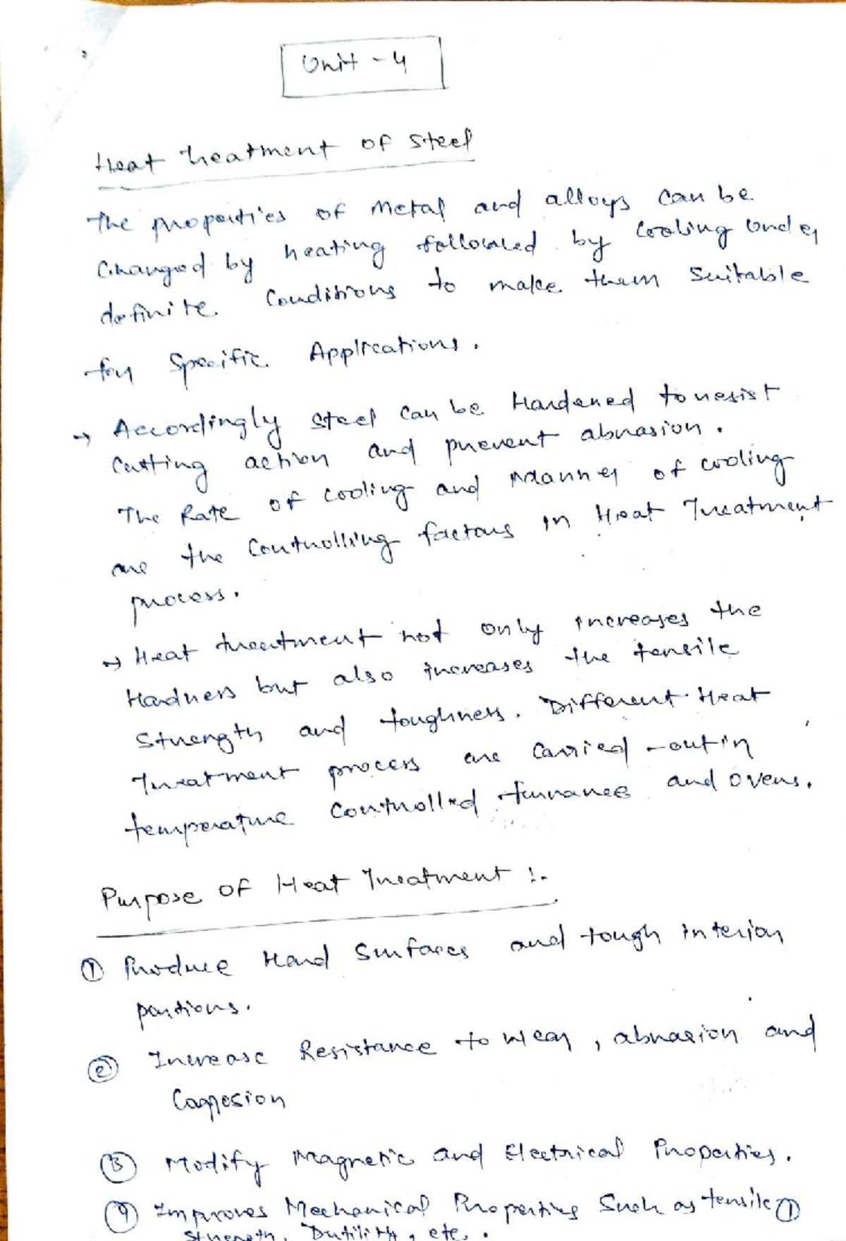 ME U4 Notes: Heat Treatment of Steel and Its Properties - Studocu