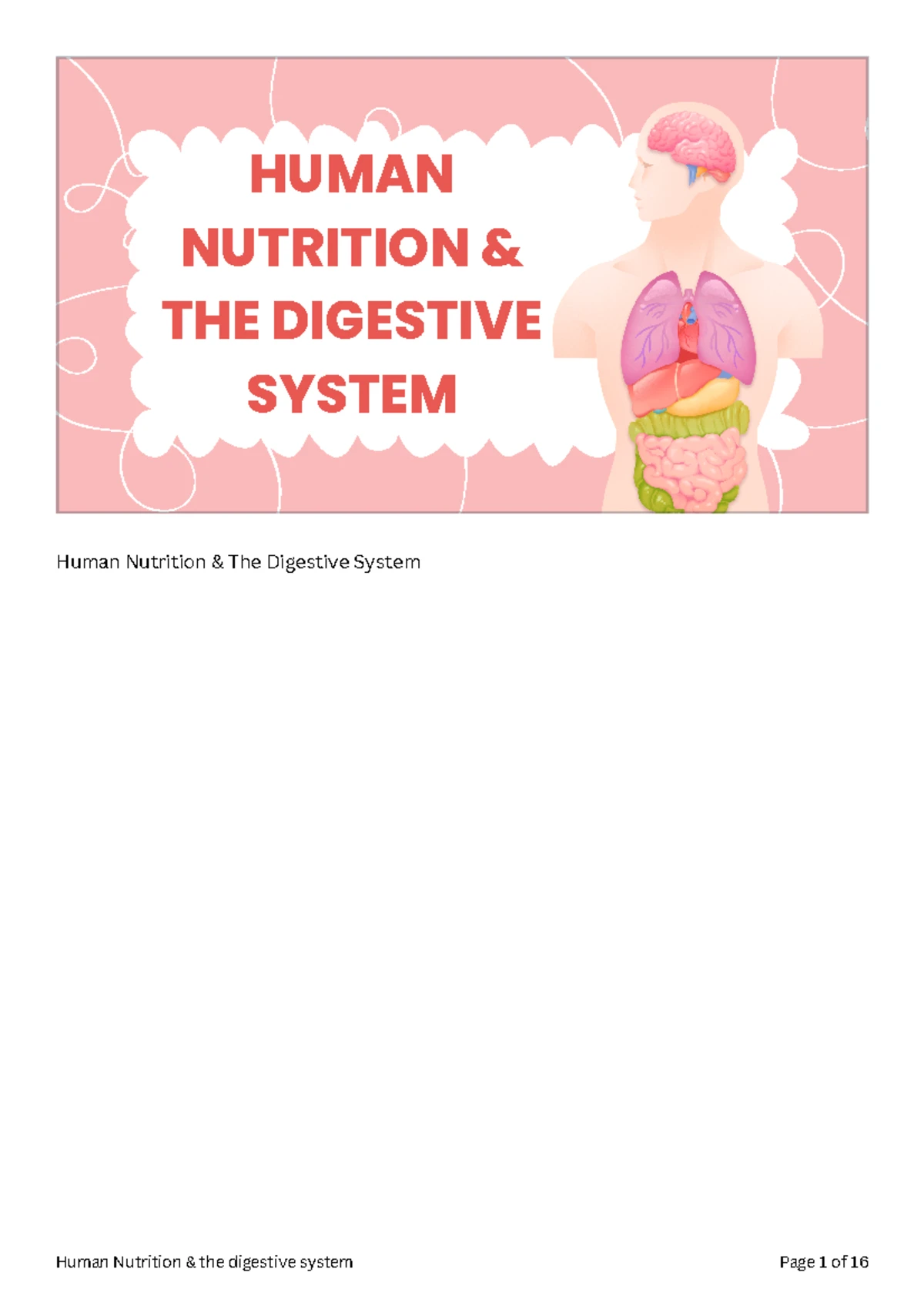 Unit 7 - Human Nutrition and Digestive System Overview Slides - Studocu