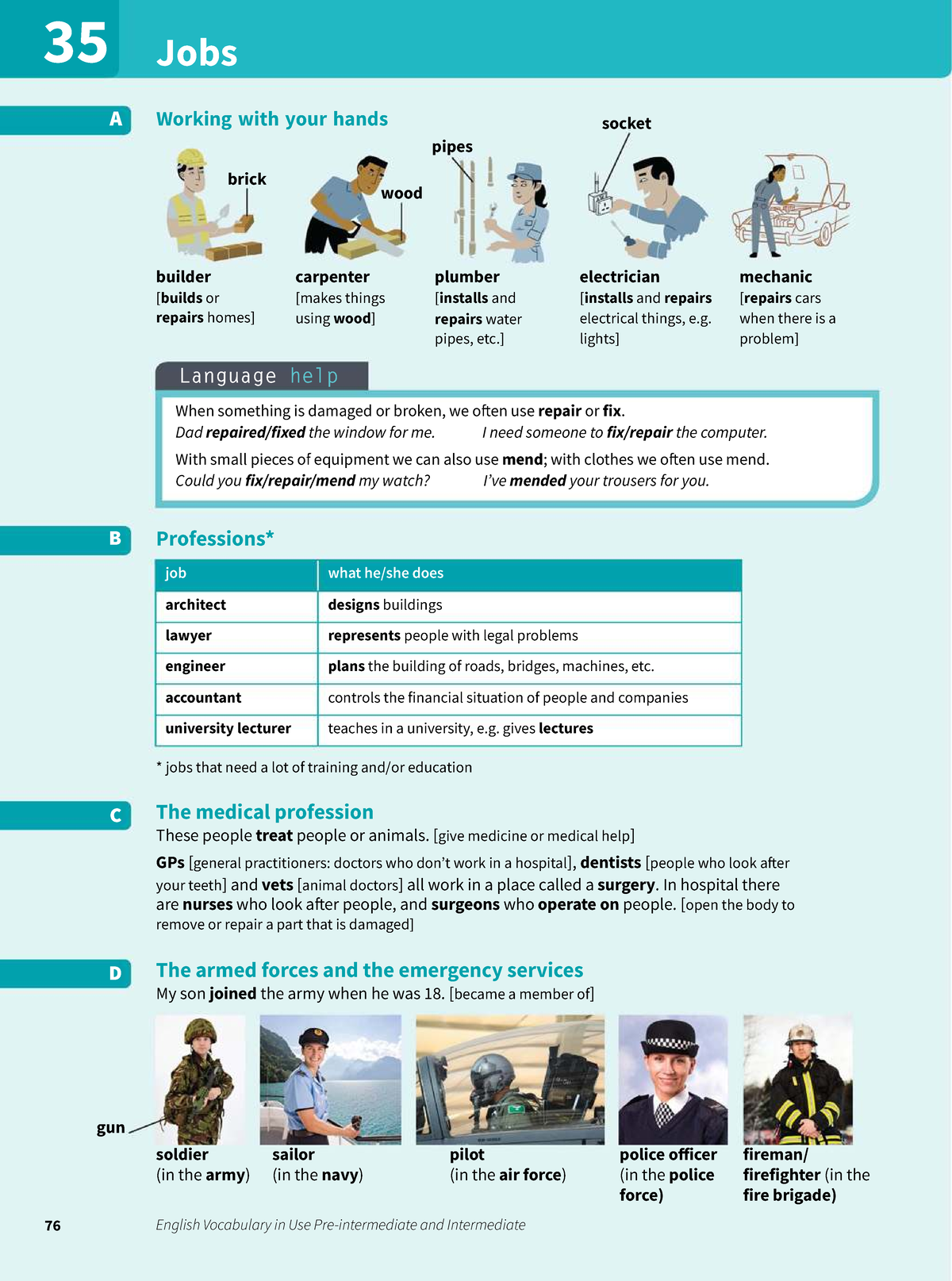 35 A Jobs: Working with Your Hands - English Vocabulary in Use - Studocu