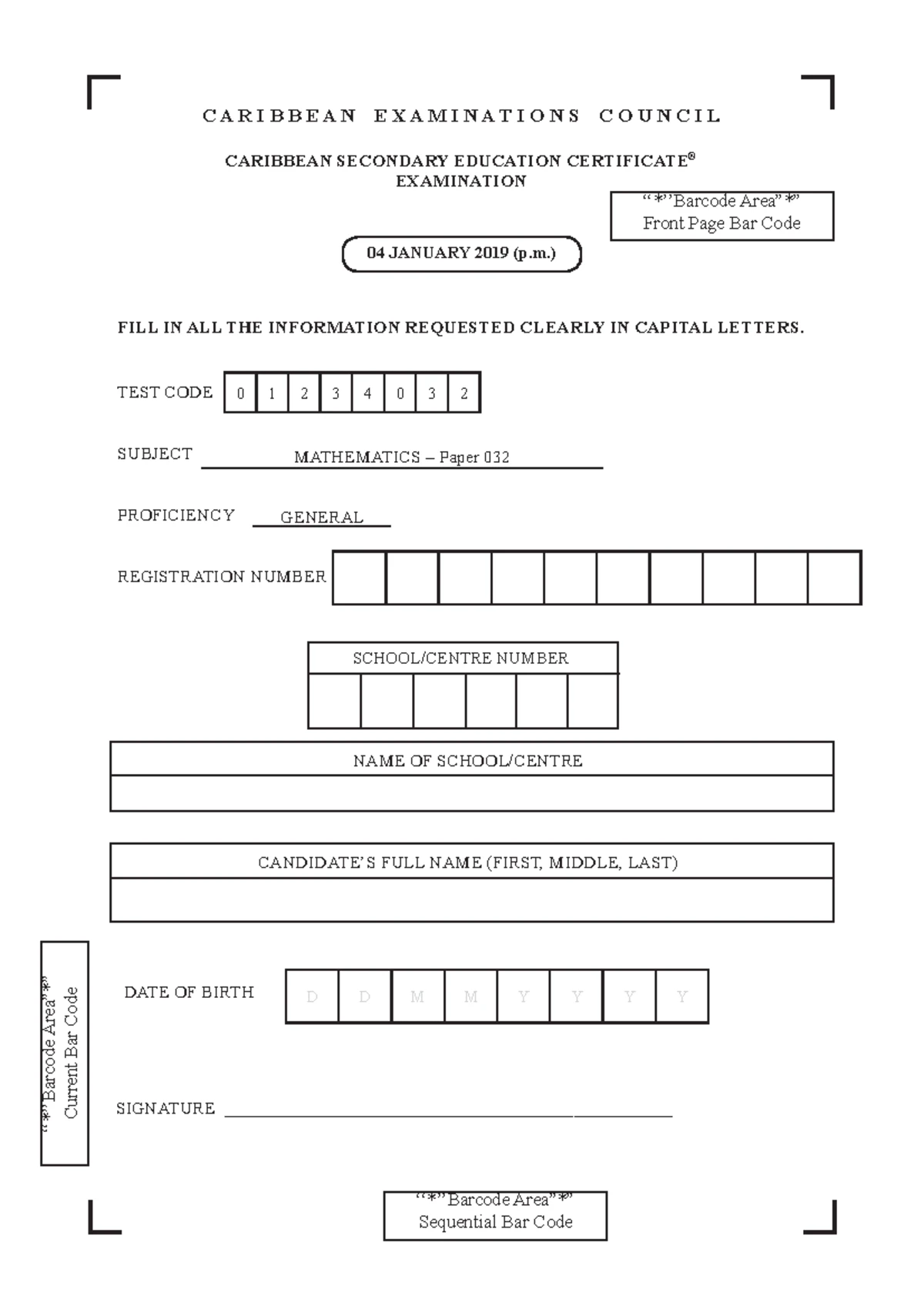 CSEC Math January 2024 Paper 1 - General Proficiency Guide - Studocu