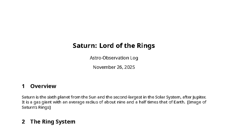 Saturn: Lord of the Rings Overview & Features - Studocu