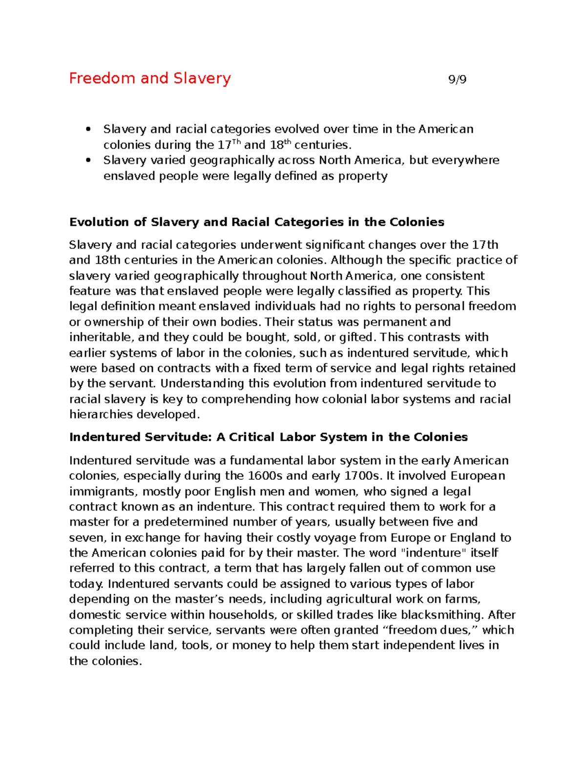 The Evolution of Slavery and Racial Categories in English Colonies ...