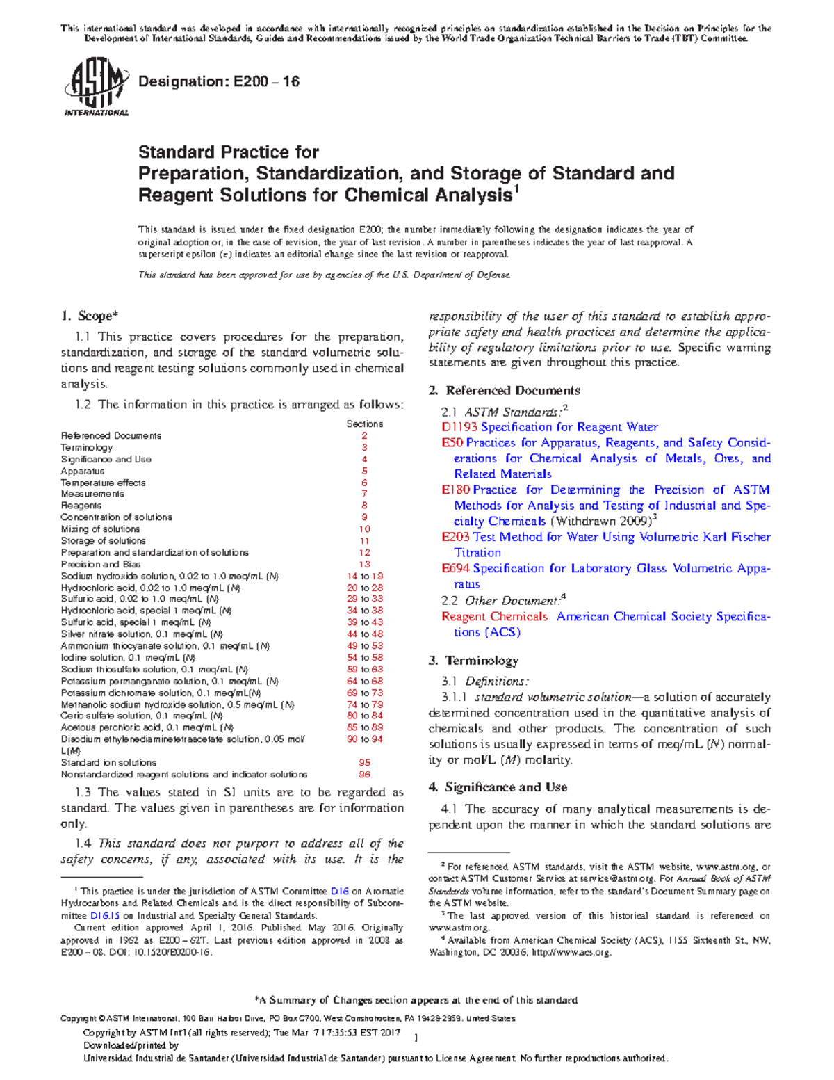 ASTM E200-16 Standardization & Preparation of Reagent Solutions - Studocu