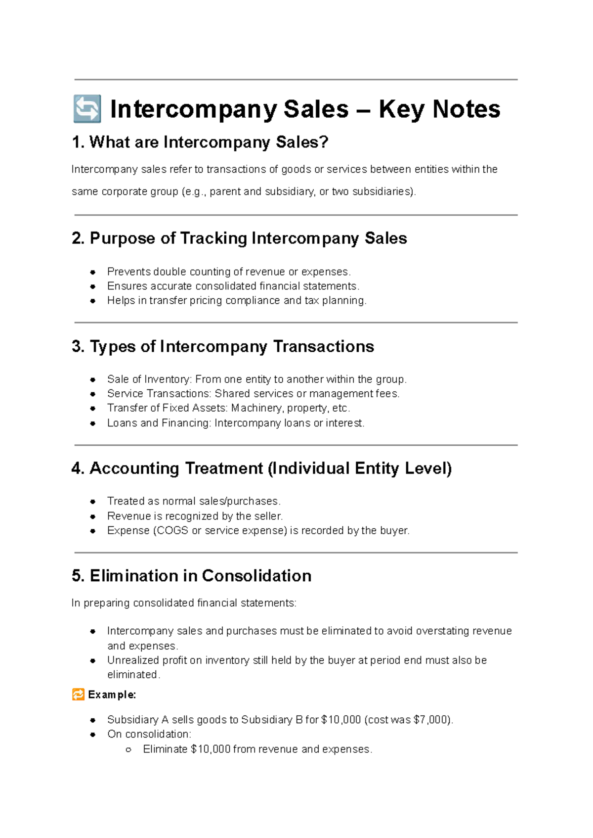 Intercompany sales key notes for financial reporting and compliance ...