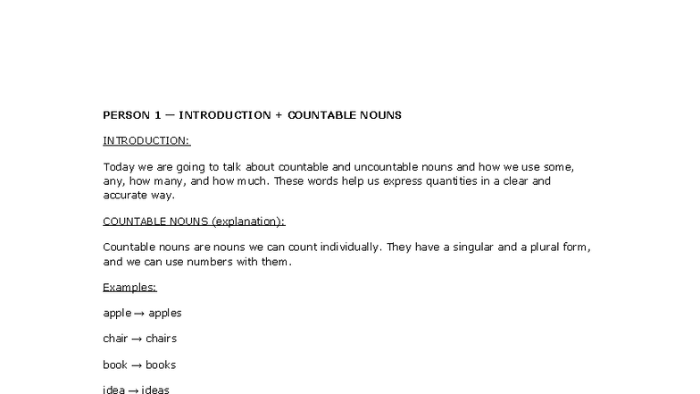 Countable & Uncountable Nouns: A Comprehensive Guide - Studocu