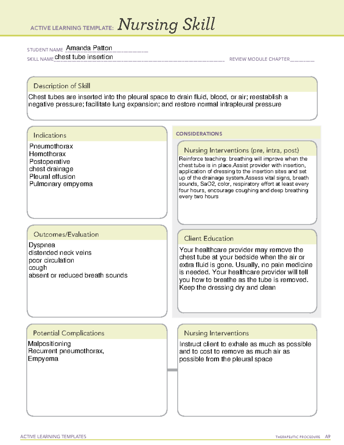 Adult Med-Surg Nursing Skills: Active Learning Template Overview - Studocu