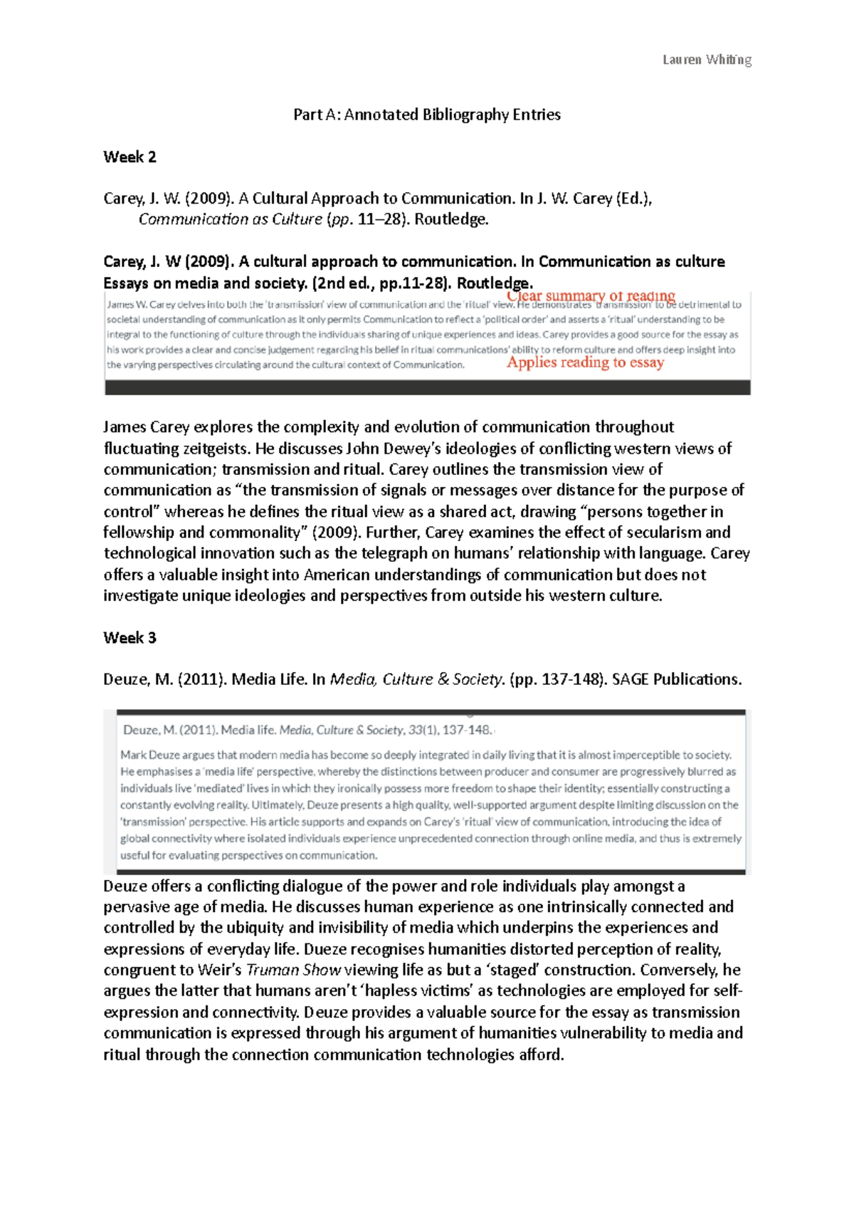 Annotated Bibliography for Media Studies (Course Code: MCS 101) - Studocu