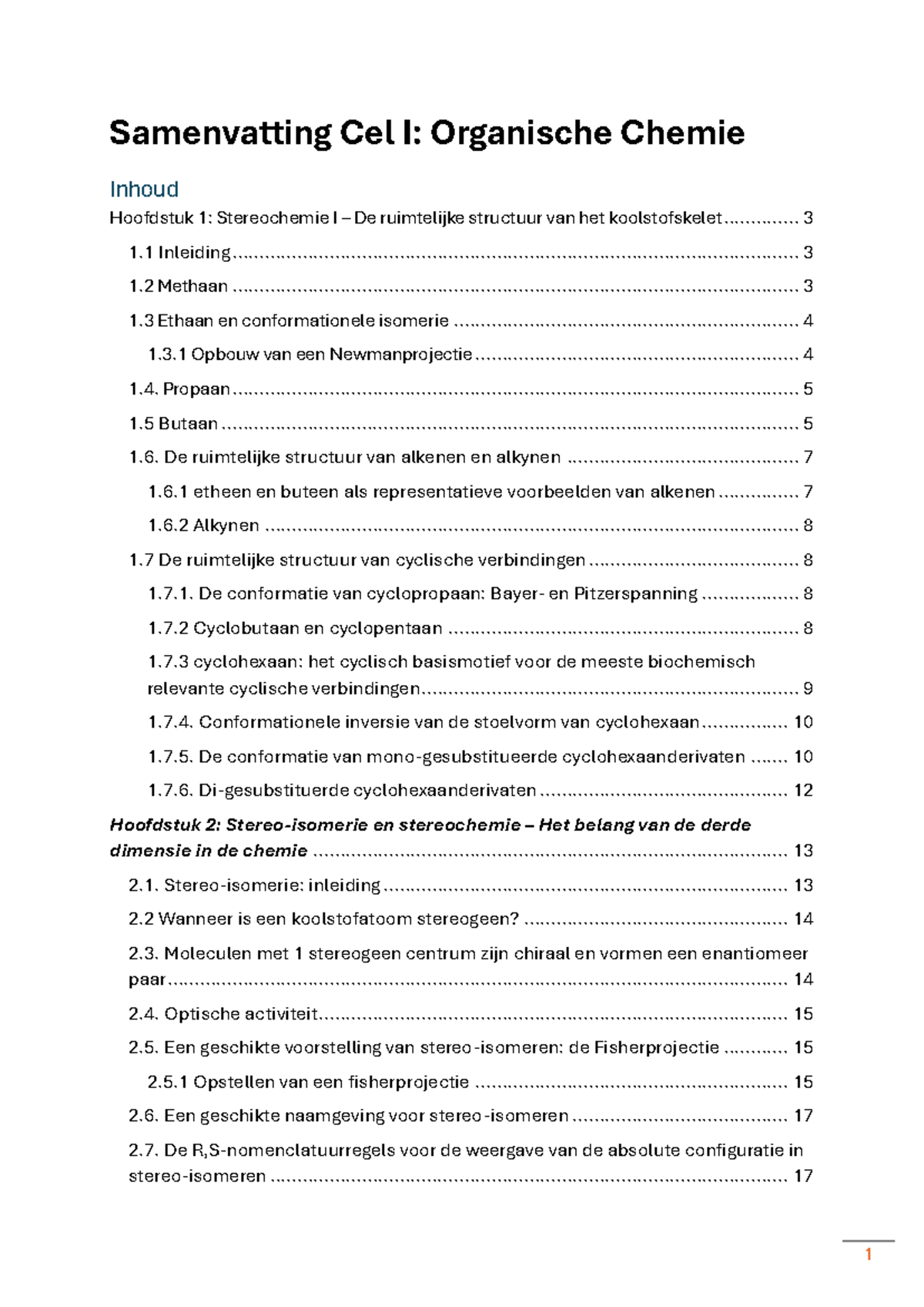 Samenvatting OC1: Stereochemie en Structuur van Organische Verbindingen ...