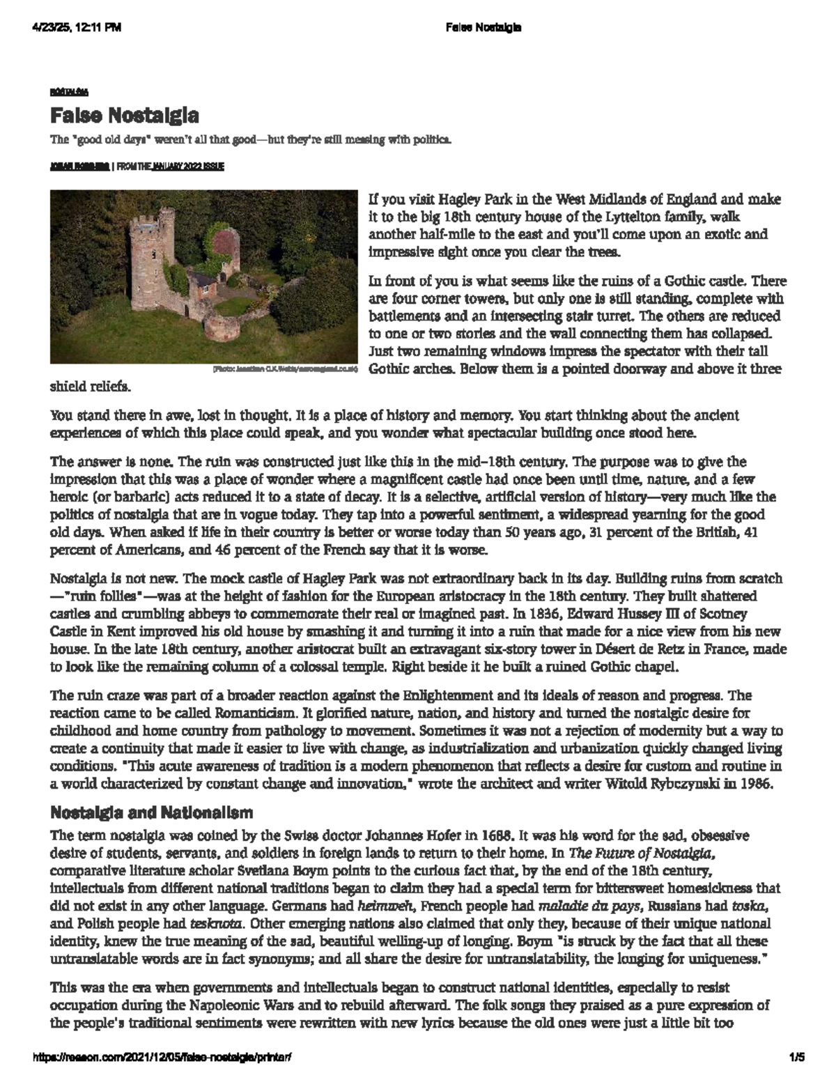 False Nostalgia: An In-Depth Analysis and Reflection - 12:11 PM False ...