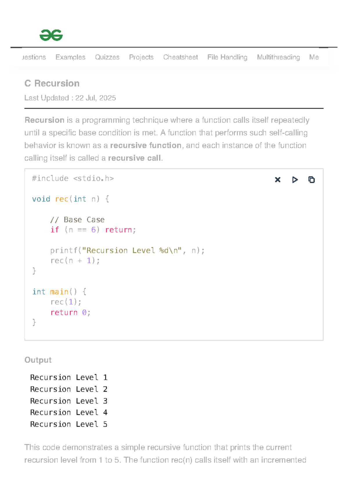 C Recursion: Concepts, Examples, and Applications Guide - Studocu