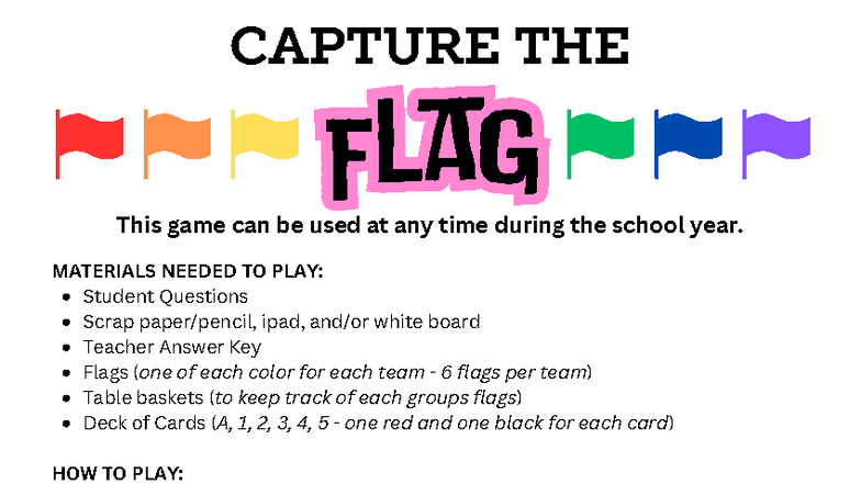 Capture the Flag Classroom Game Guide - Studocu