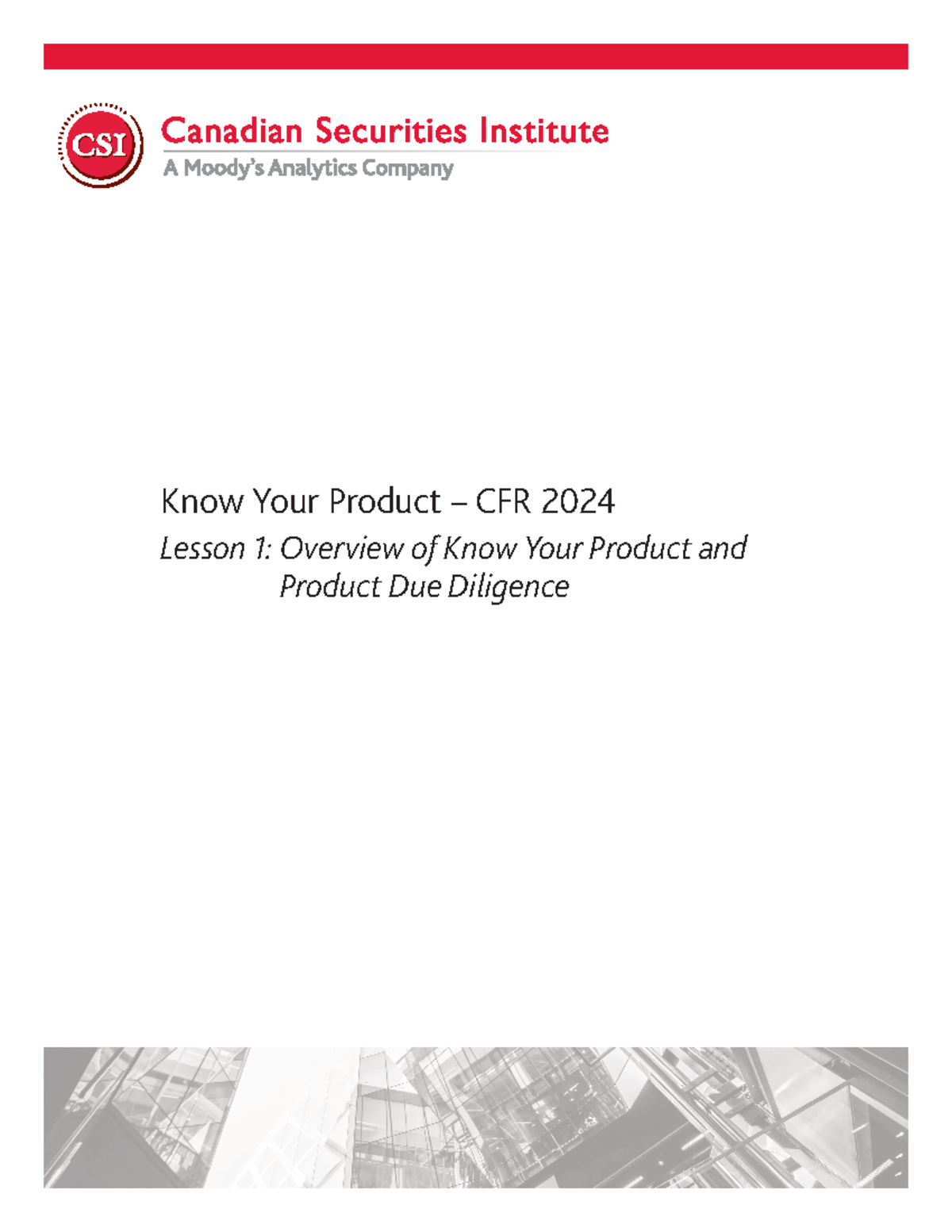 Know Your Product: CFR 2024 - Lesson on Product Due Diligence - Studocu