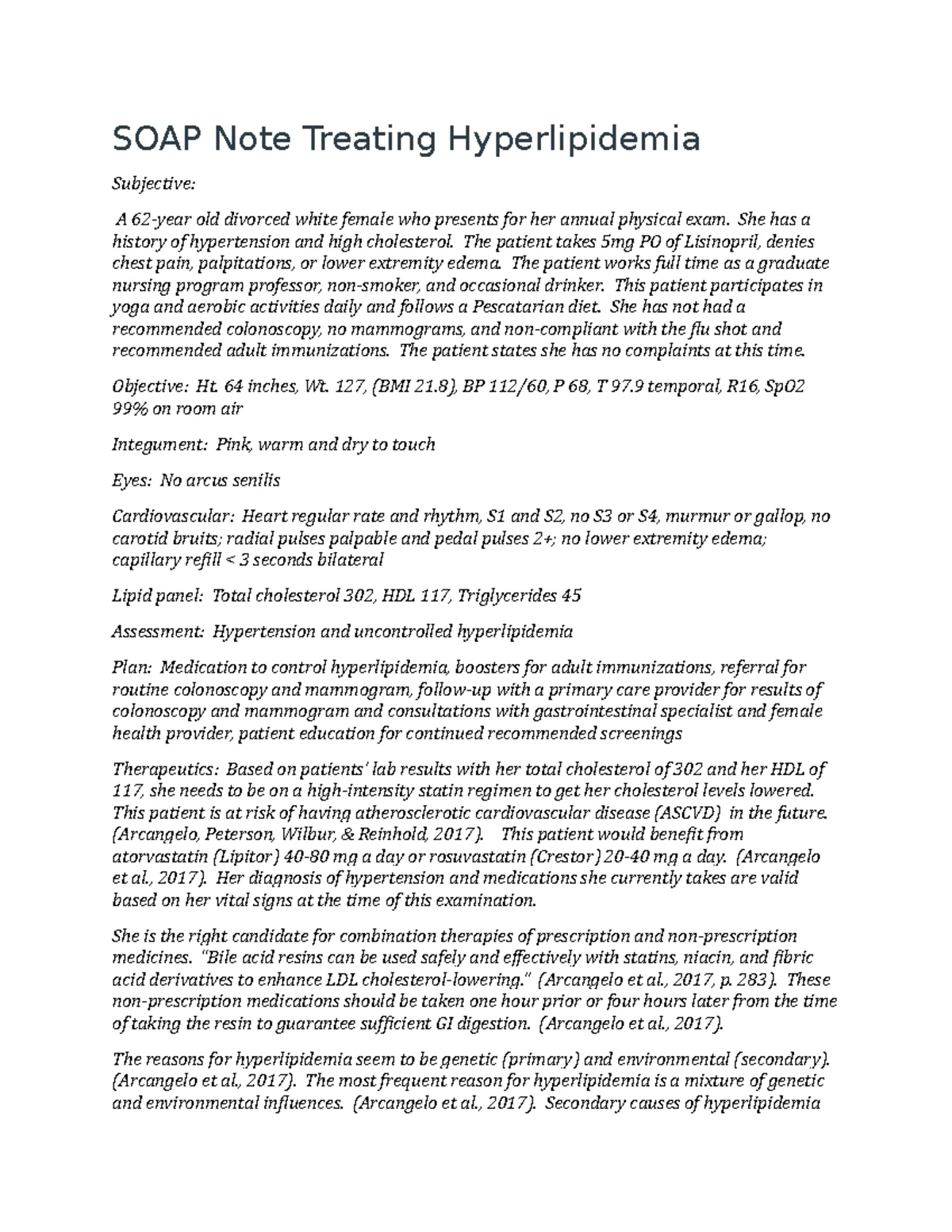 Sample H&P and SOAP note - History & Physical (admission note) CC ...