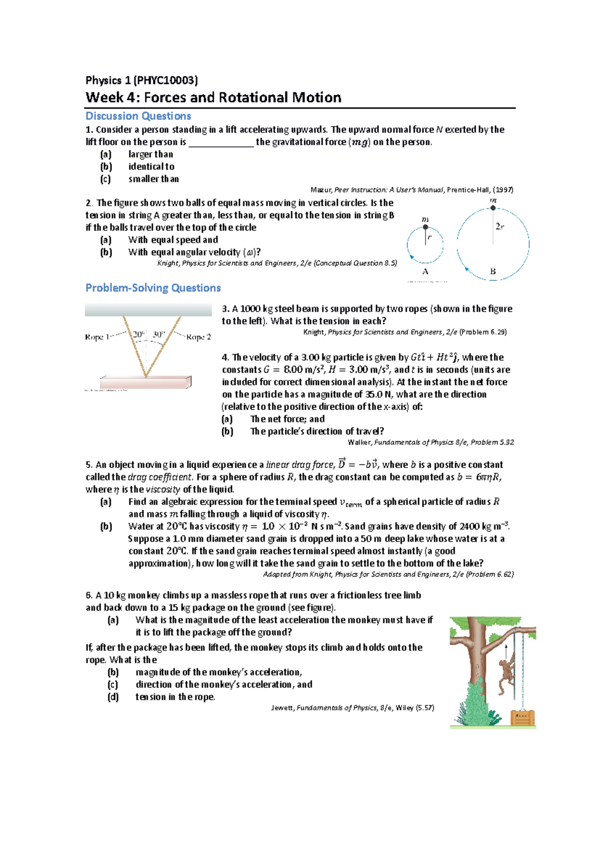 PHYC10003 PSC3 - Week 4: Dynamics of Forces & Rotational Motion - Studocu