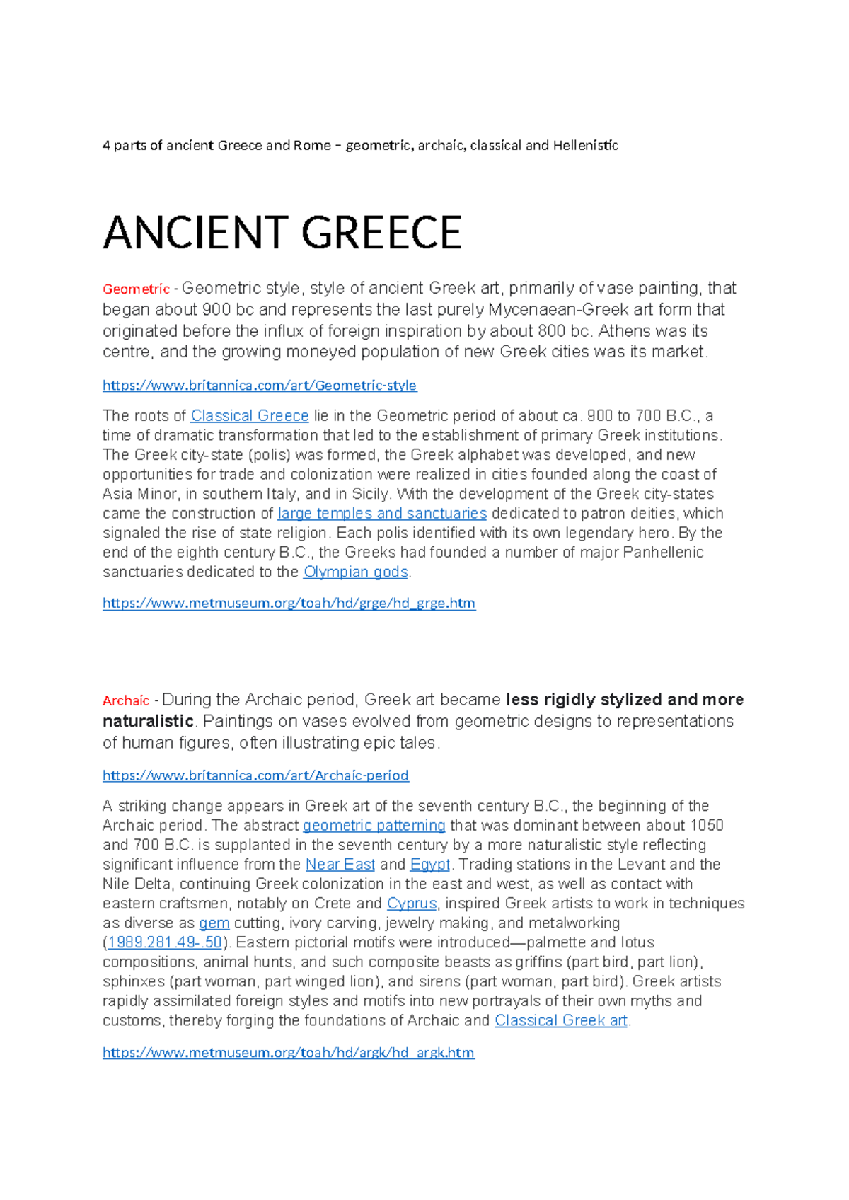 Art of Ancient Greece and Rome: Differences & Similarities (ART101 ...