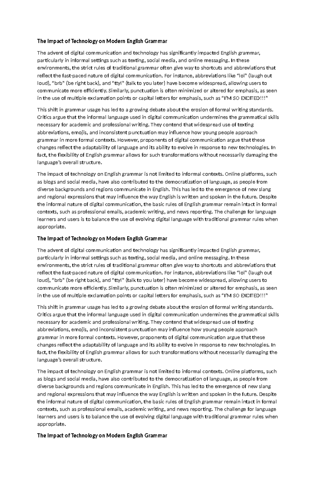 ENG 101: The Influence of Digital Communication on English Grammar ...