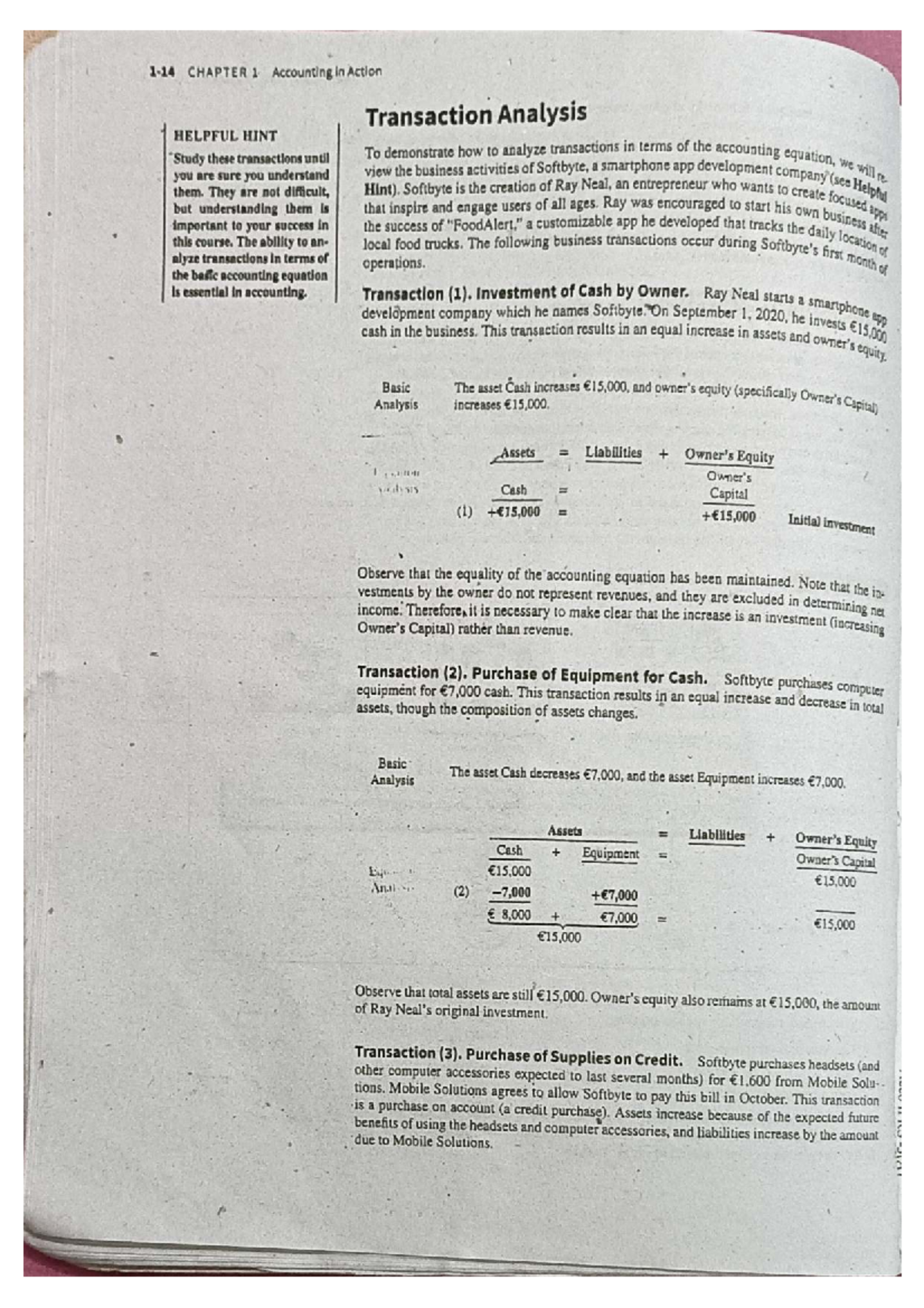 CHAPTER 1 (ACCT101) Accounting in Action: Transaction Analysis Guide ...