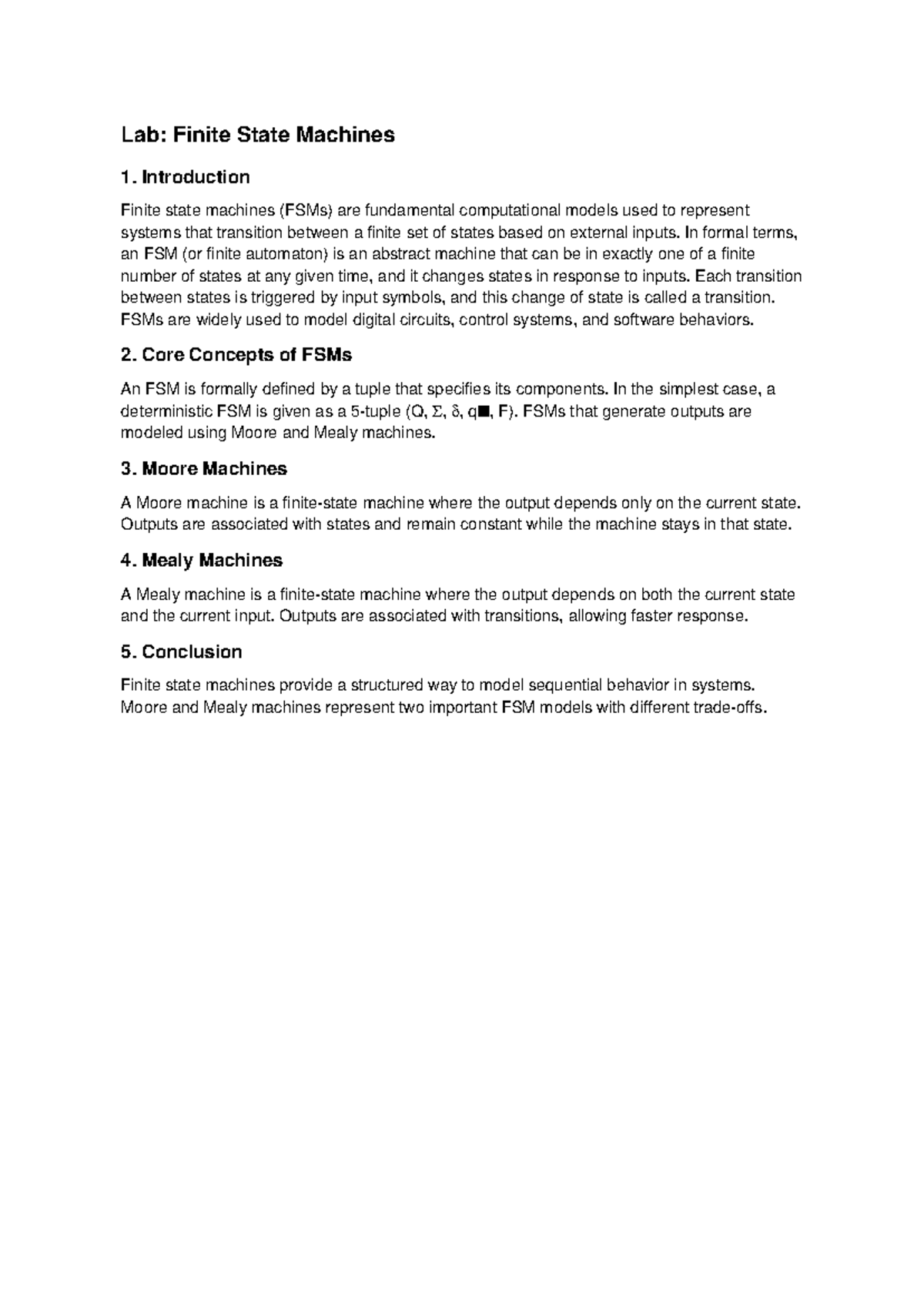 Lab: FSM Methodology Overview and Core Concepts - Studocu