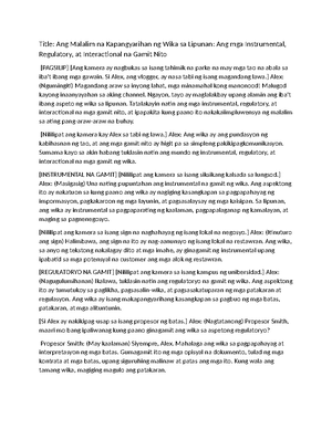 Pagtataya ng role play sa filipino - PAGTATAYA NG ROLE PLAY - Ang ...