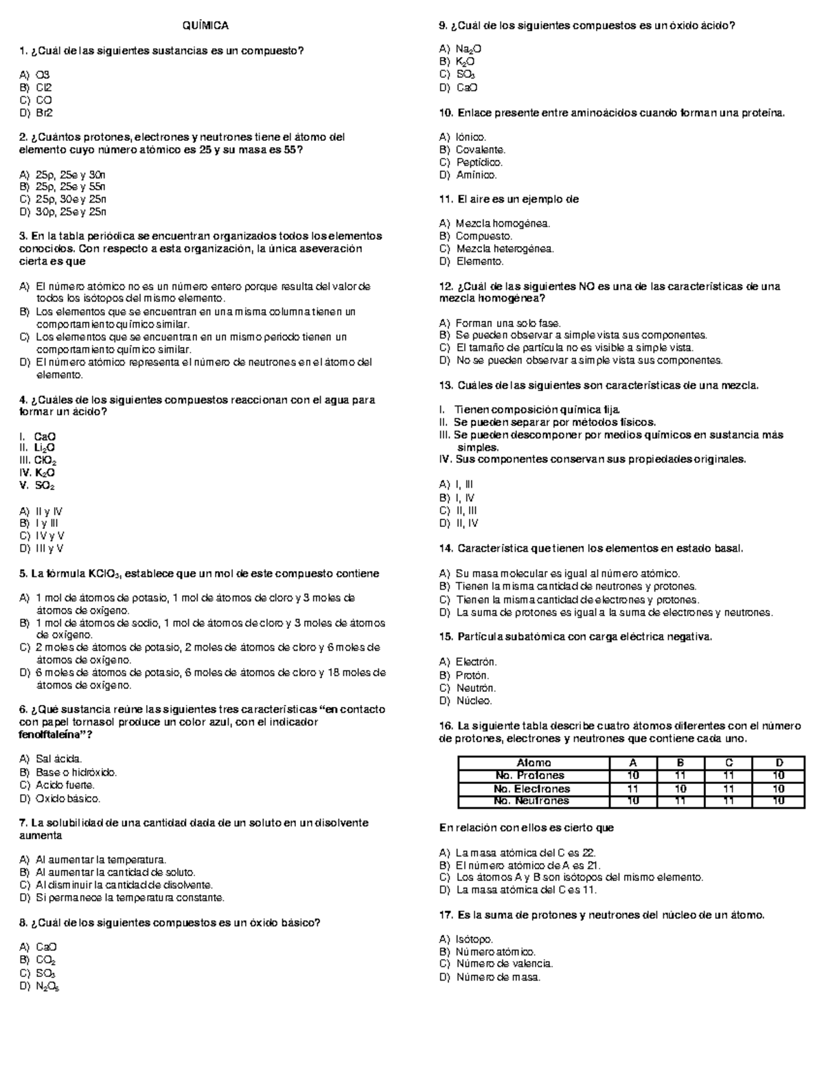 QUÍMICA 1 - Preguntas y Respuestas Clave para el Estudio - Studocu
