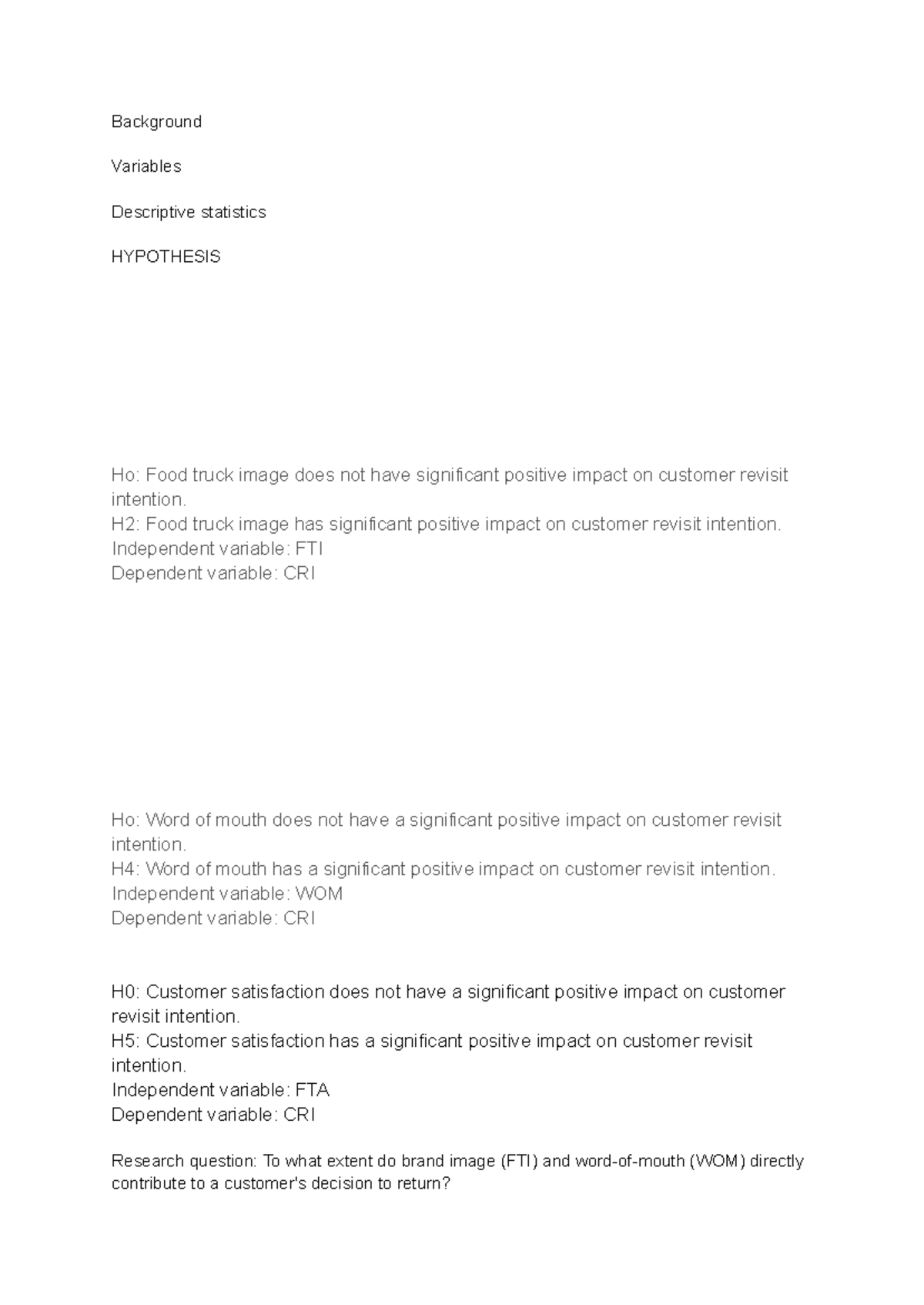 Impact of Customer Satisfaction on Food Truck Image & Revisit Intention ...