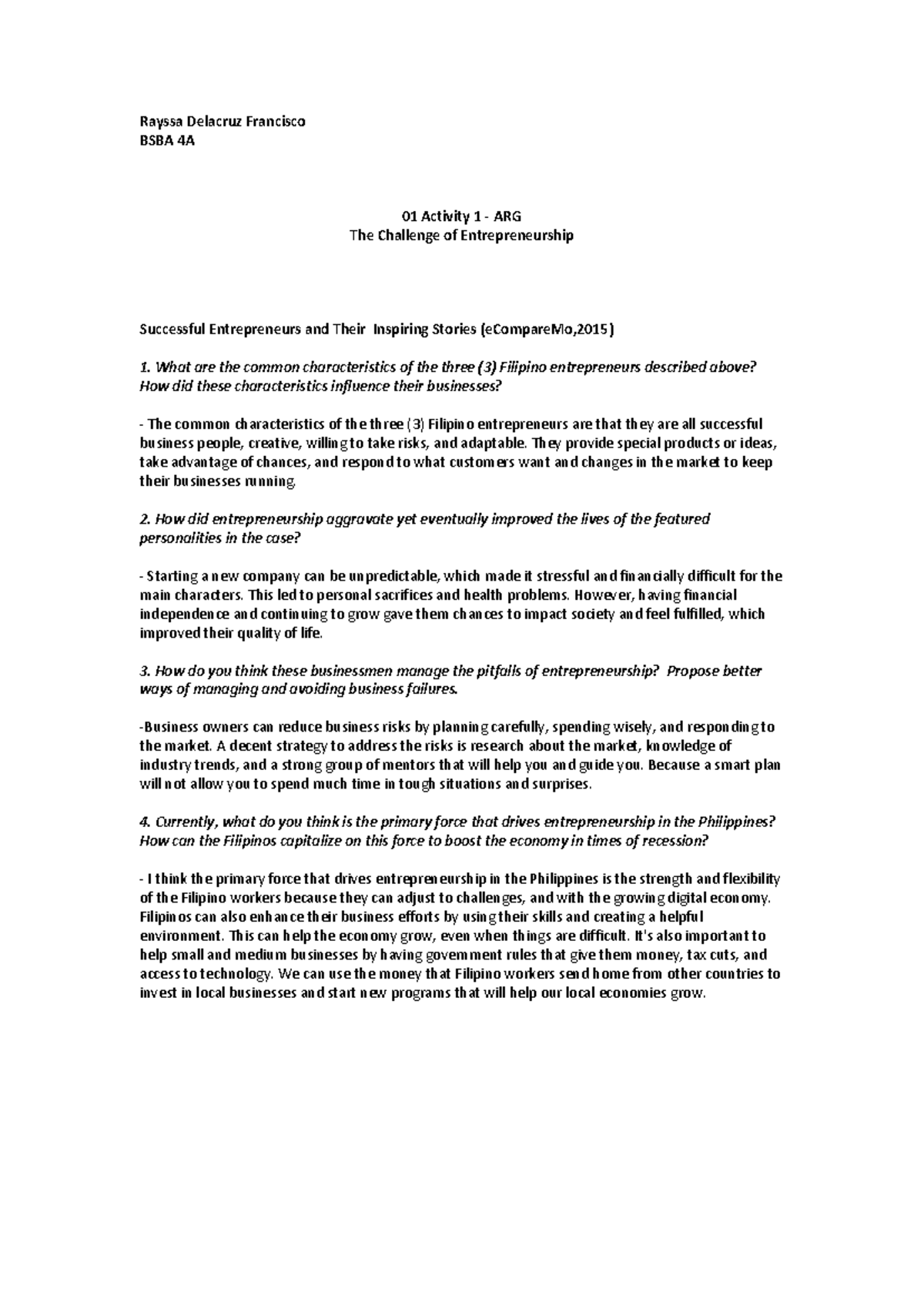 01Act1 Entrep - The Challenge of Entrepreneurship: Insights from ...