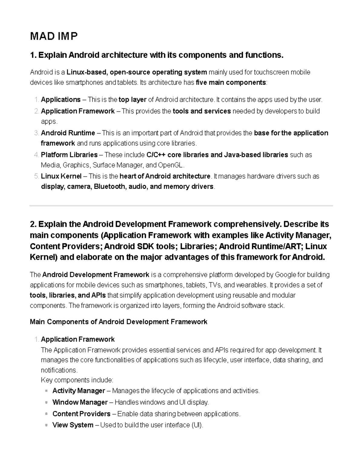 MAD IMP 1: Comprehensive Guide to Android Architecture and Development ...