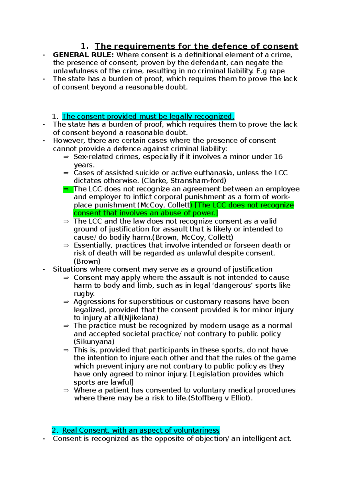 Consent in Criminal Law: Key Principles and Cases (LAW 101) - Studocu