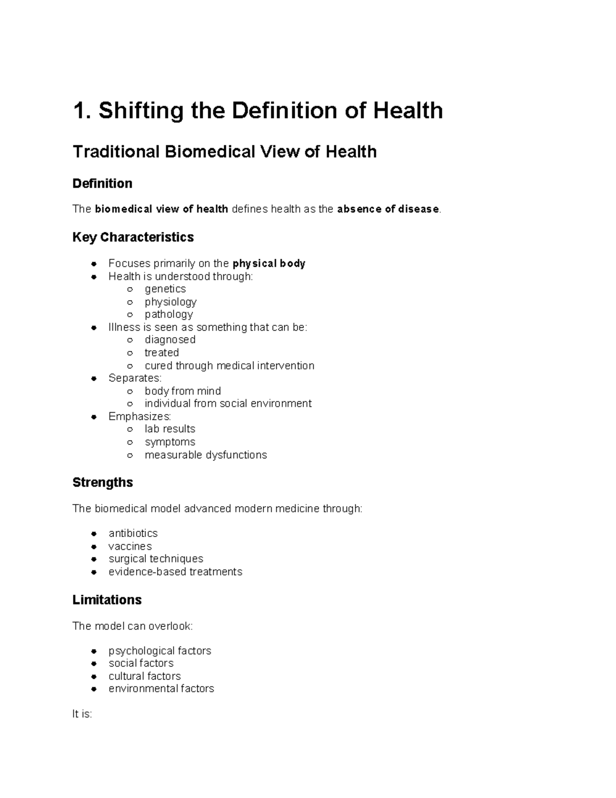 Healthsci 1001 Lecture 1: Understanding Health Beyond Biomedicine - Studocu