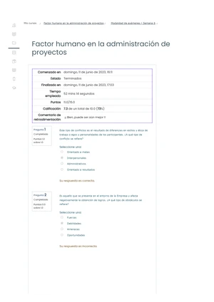 Examen Semana 6: Factor Humano en la Administración de Proyectos - Studocu