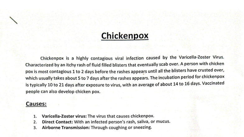 Guideline for Chickenpox Isolation Procedures - Studocu