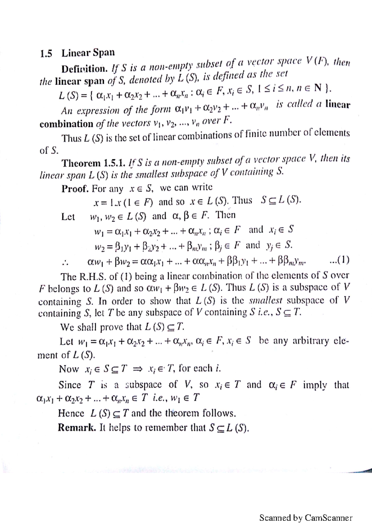 Linear Span and Subspace Theorems in Vector Spaces (MATH 101) - Studocu