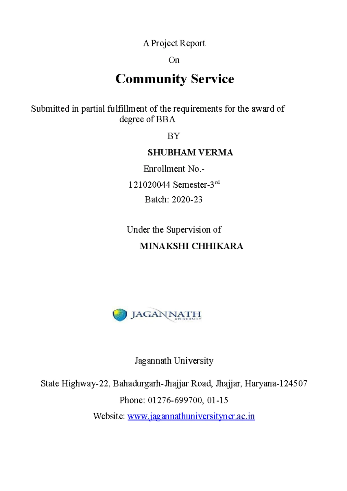 Community service project - A Project Report On Community Service ...