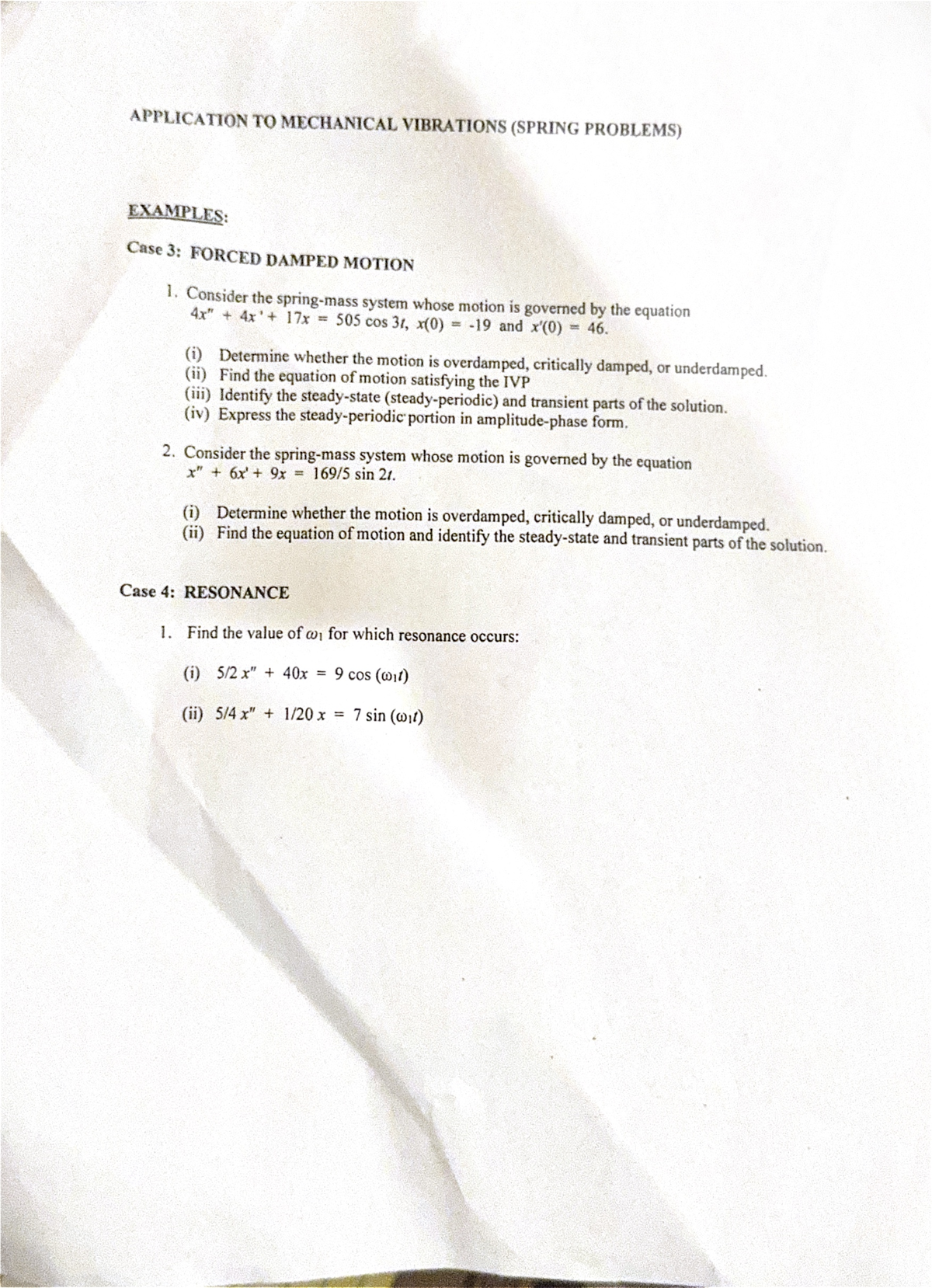 2341 application to mechanical vibrations - APPLICATION TO MECHANICAL ...