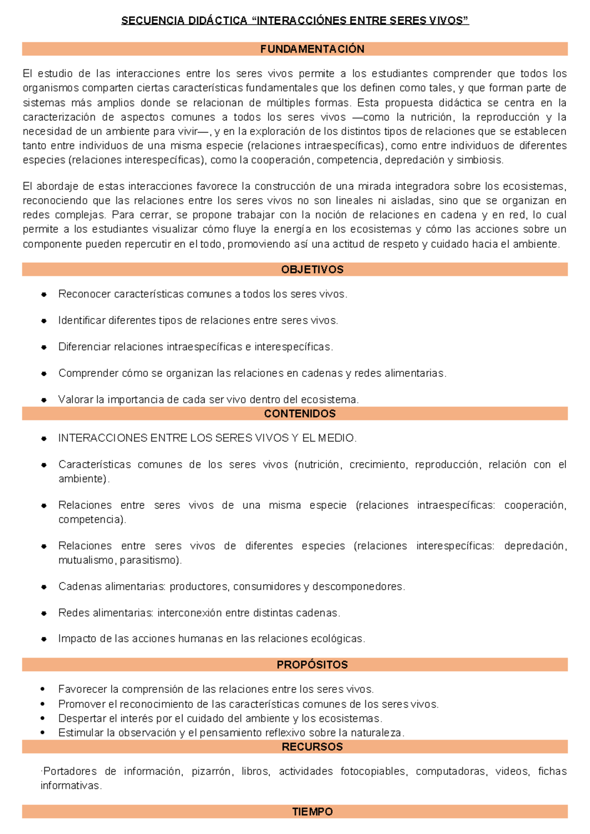 Secuencia Didáctica: Interacciones entre Seres Vivos y Ecosistemas ...